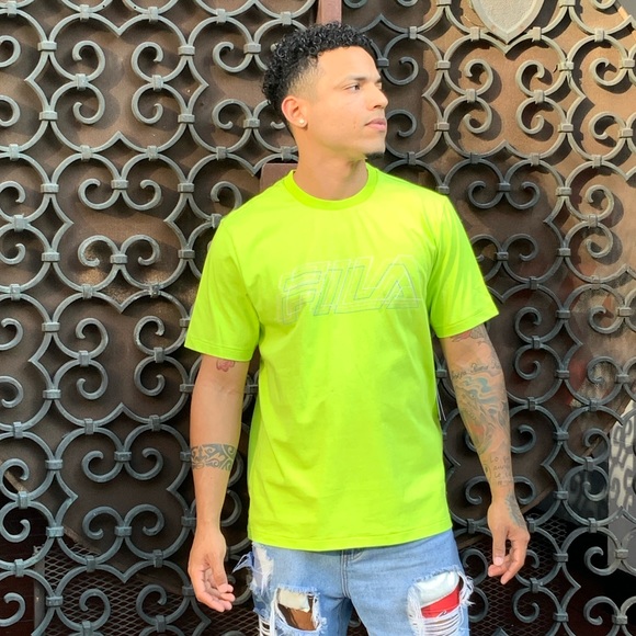Fila | Shirts | Mens Fila Neon Lime Green Pale Pink Lt Blue Short ...